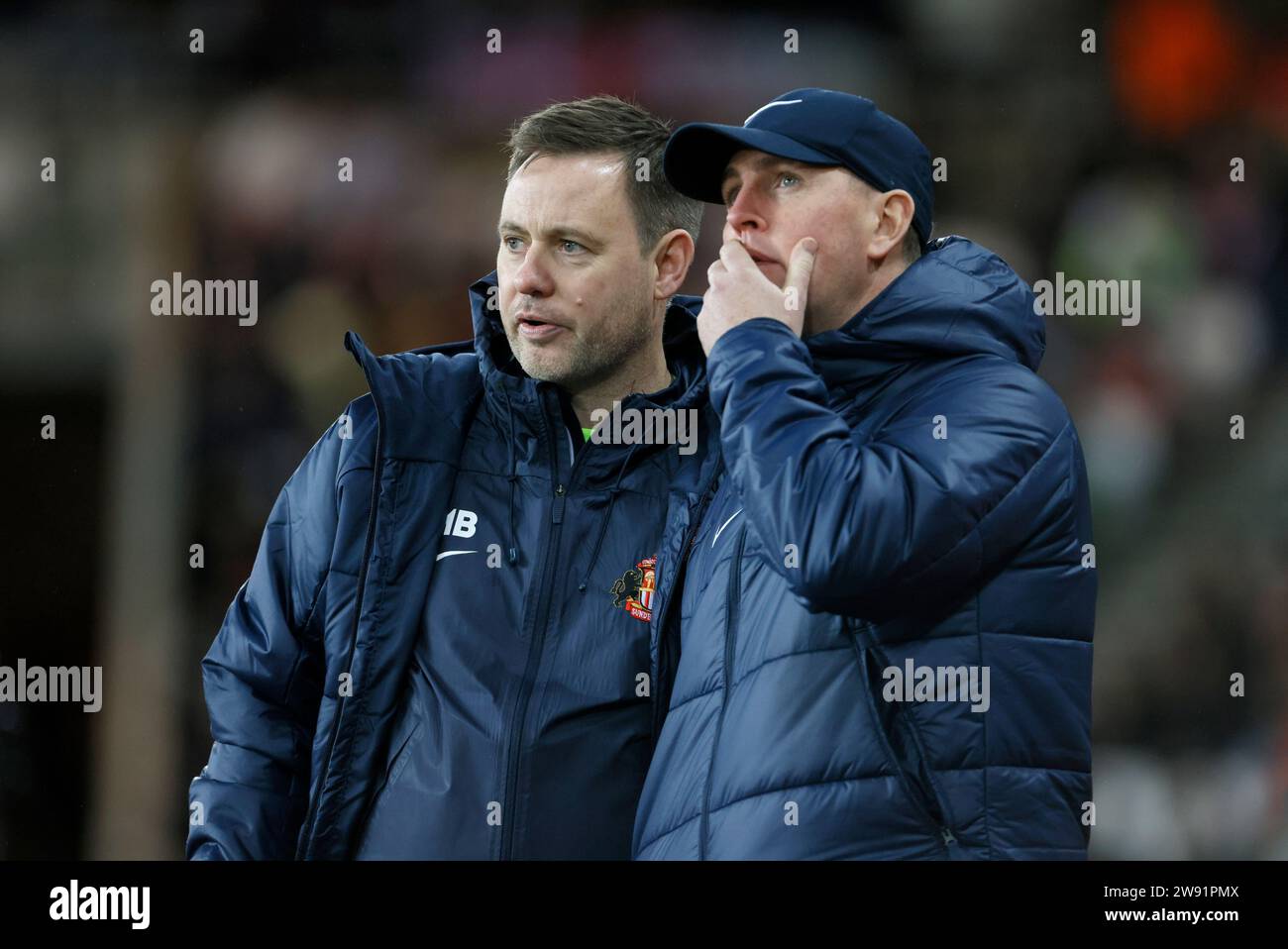 Sunderland manager Michael Beale (left) with first team coach Mike ...