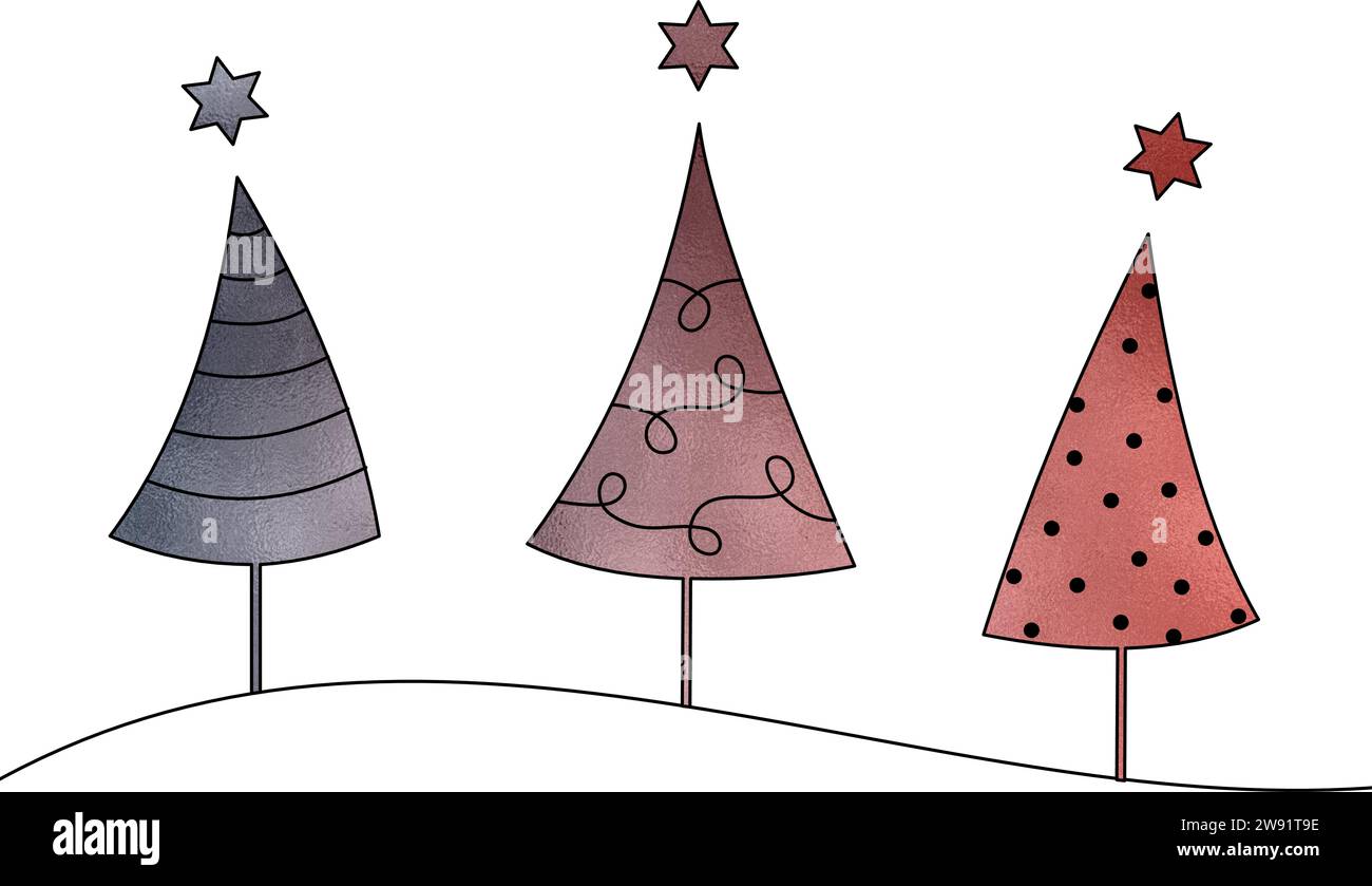 Christmas tree group with foil effect, black lines and transparent ...