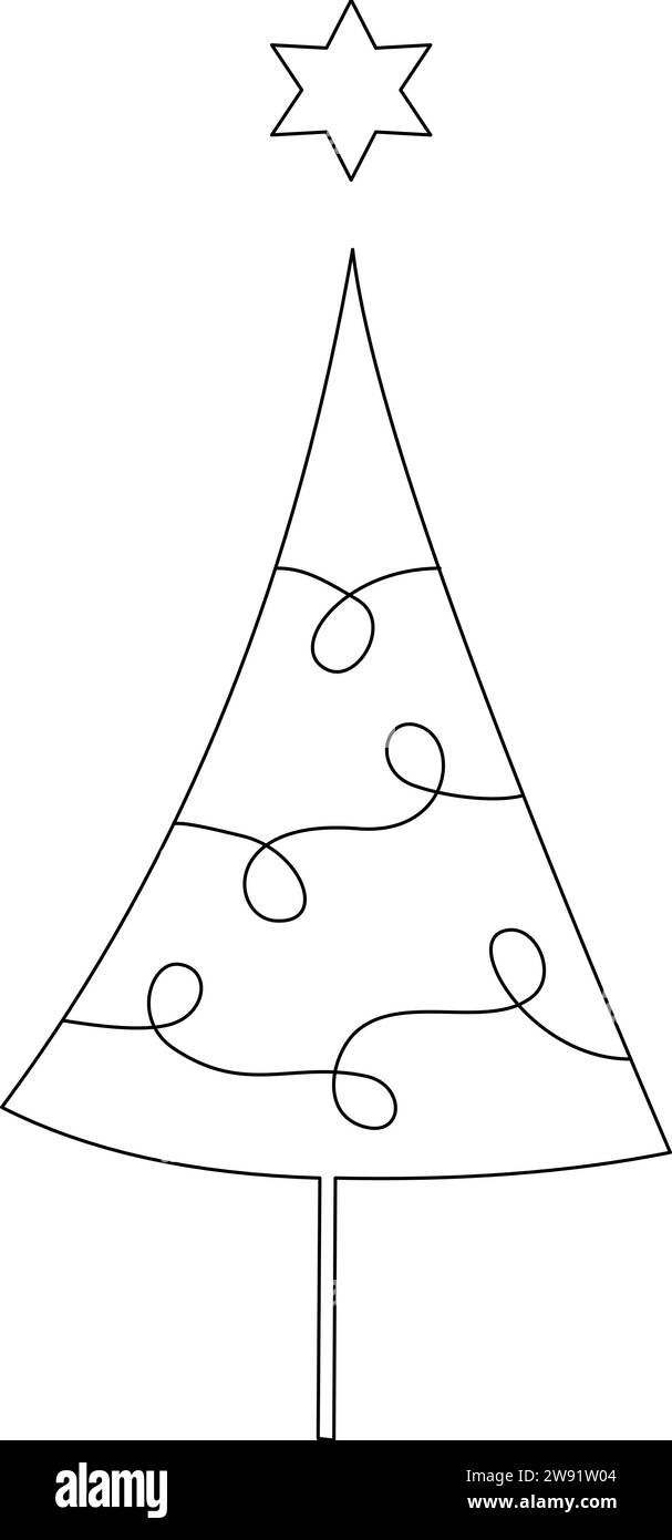 Christmas tree black lines with transparent background Stock Vector ...