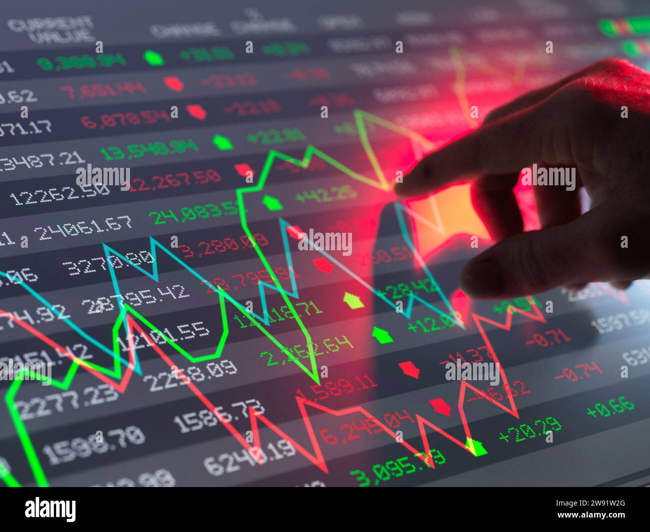 Trader checking stock market graph data on screen Stock Photo - Alamy