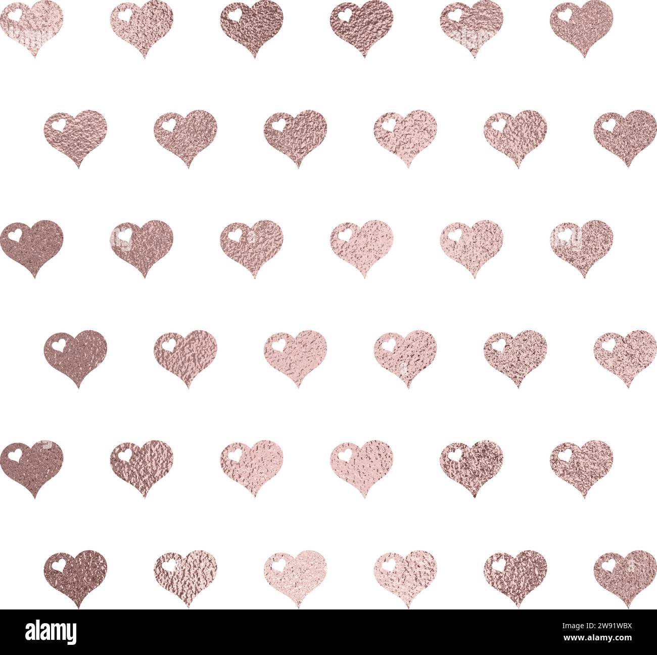 Heart seamless pattern in rose gold, transparent background Stock ...