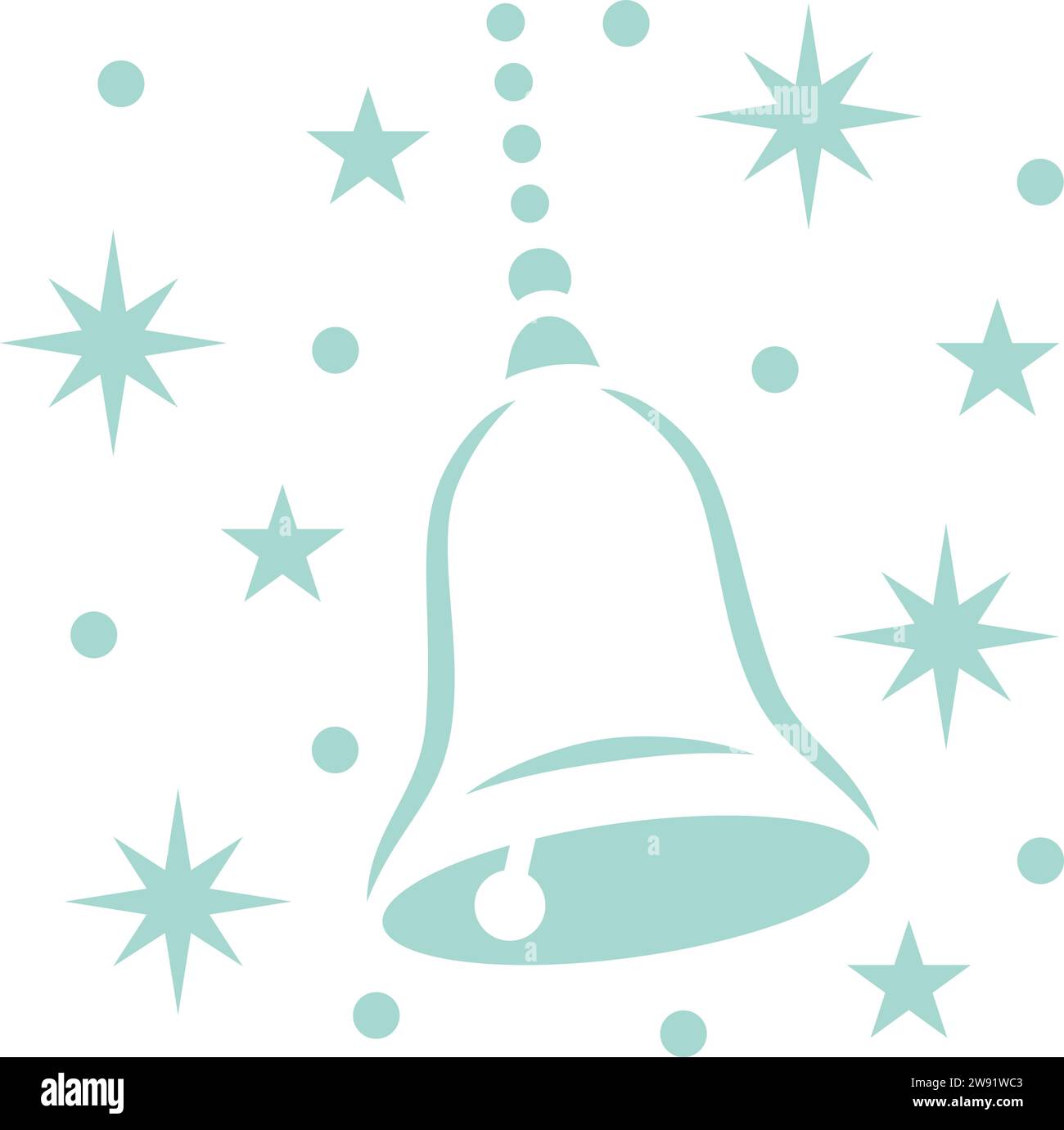 Christmas bell turquoise with transparent background Stock Vector Image ...