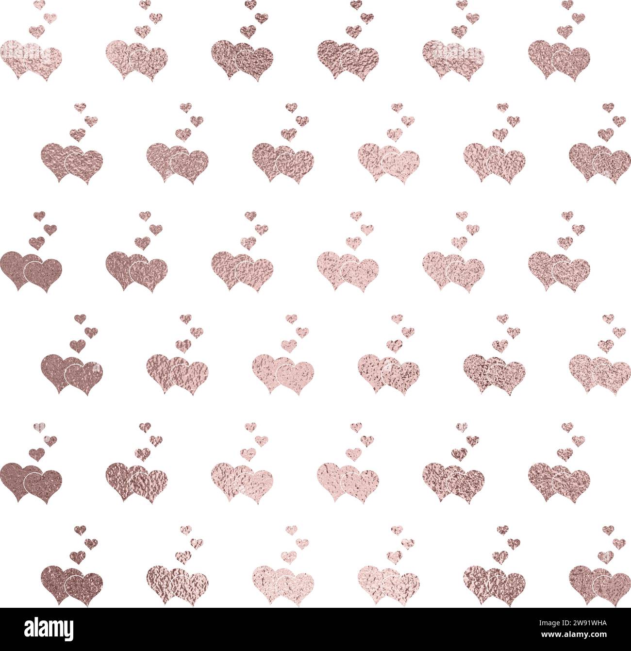 Heart seamless pattern in rose gold, transparent background Stock ...
