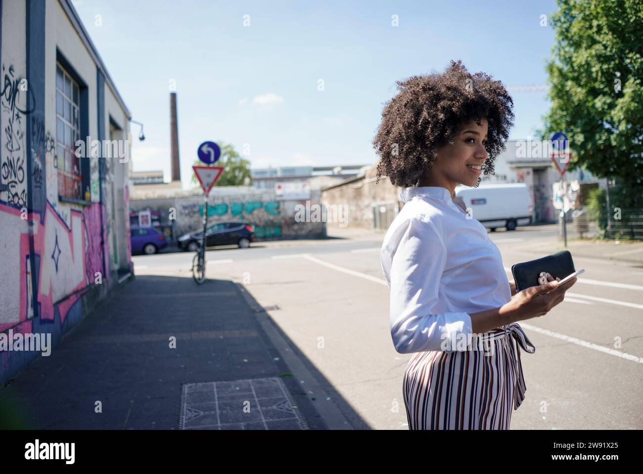 Standing building exterior communication pavement holding ...