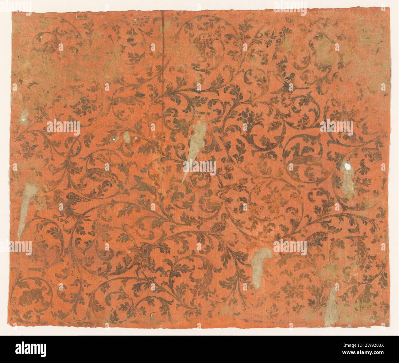 Sheet with tifles with flowers and animals, Anonymous, 1700 - 1750 ...