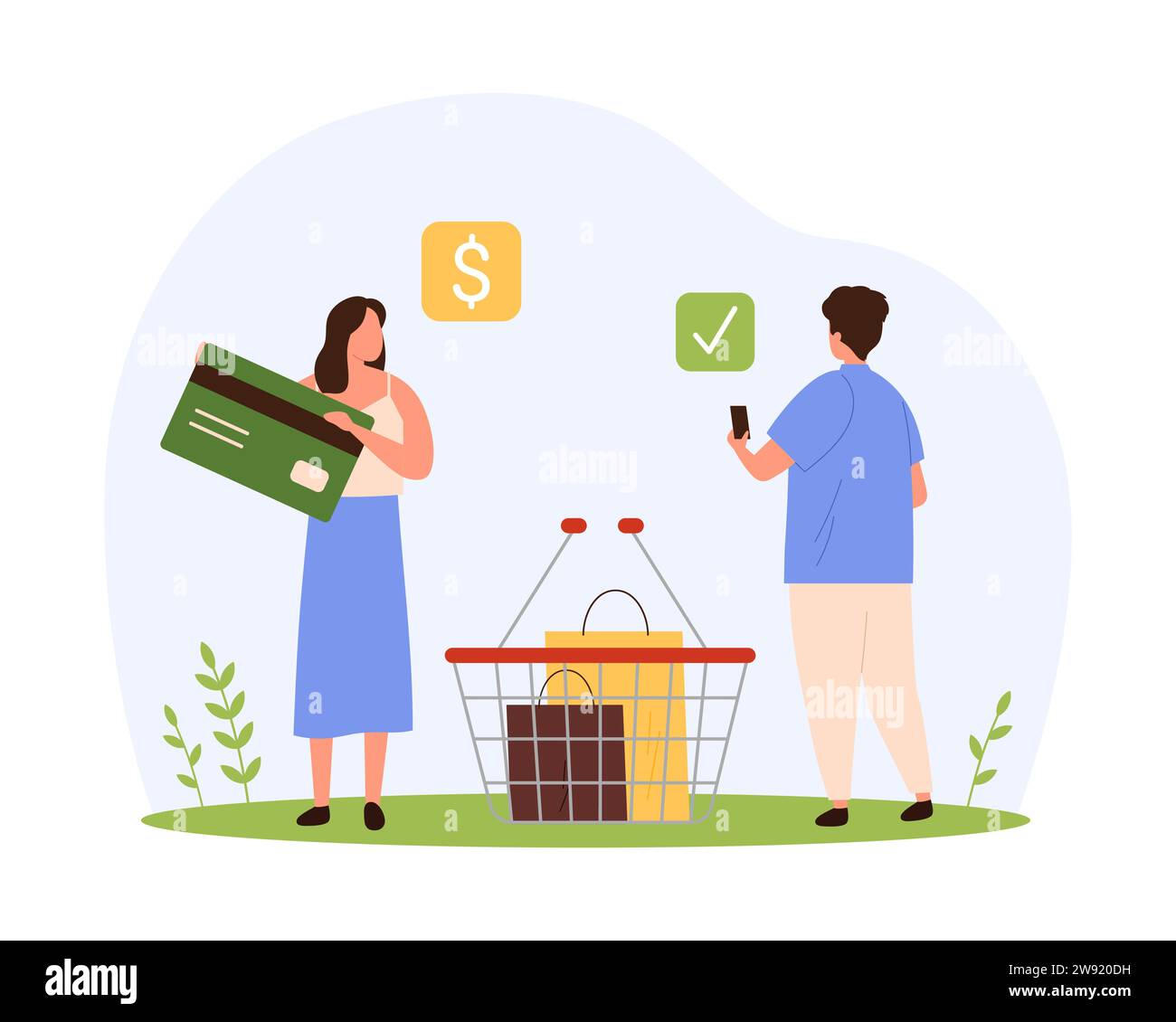 Payment at grocery store, retail shop or supermarket vector ...