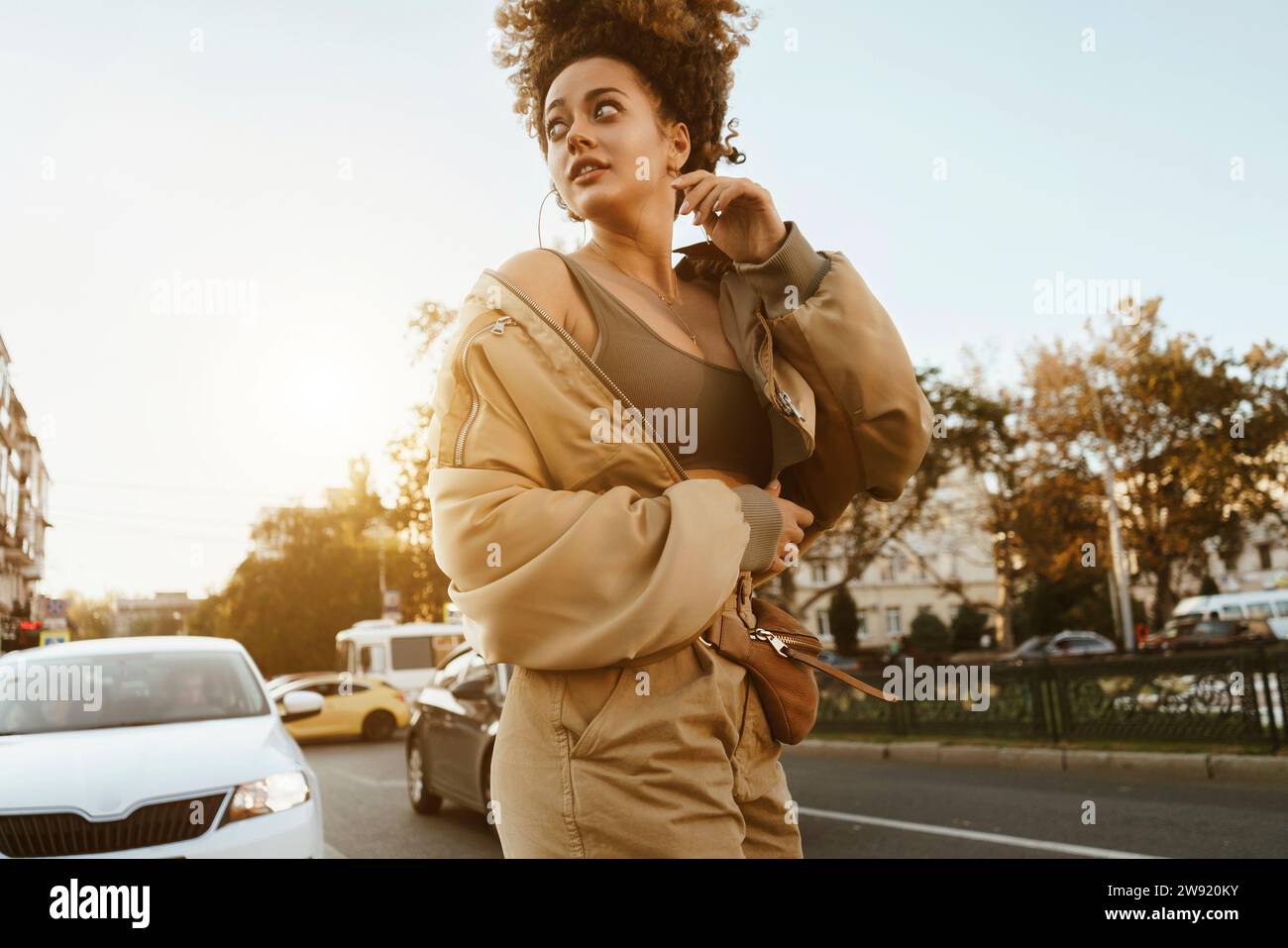 Beautiful woman crossing hi-res stock photography and images - Alamy