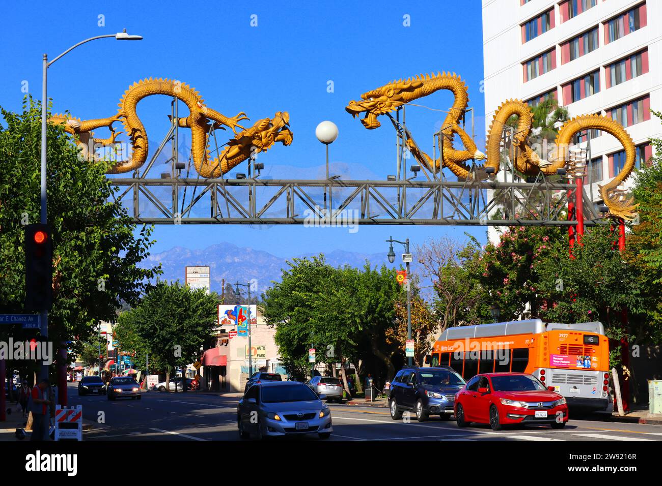 Los Angeles, California: The Dragon Gate of Chinatown of architect ...