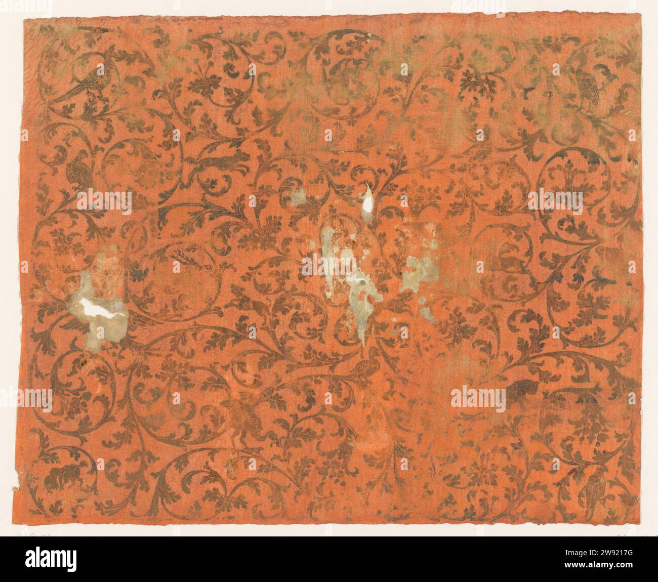 Sheet with tifles with flowers and animals, Anonymous, 1700 - 1750 ...