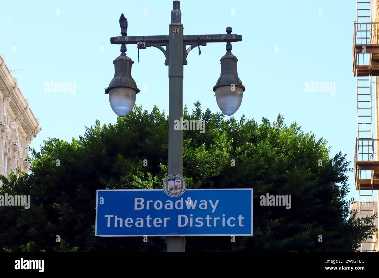 Los Angeles, California: Broadway Theater District sign. The Broadway ...
