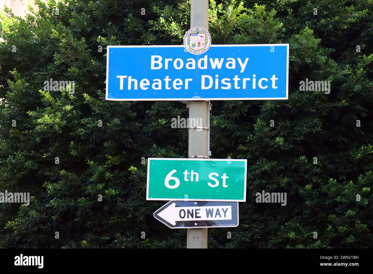 Los Angeles, California: Broadway Theater District sign. The Broadway ...