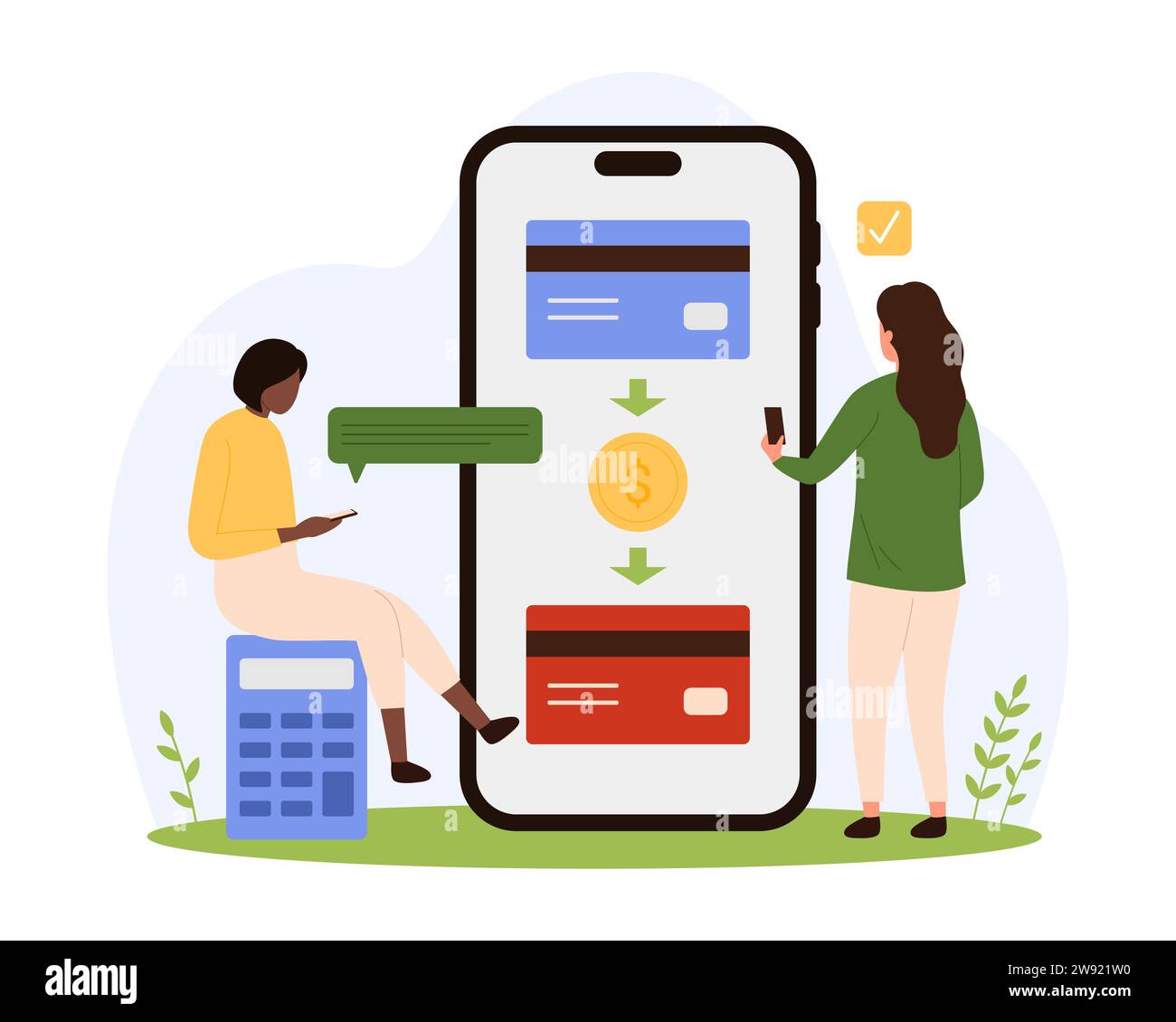 Money transactions between credit cards in bank mobile app for phone ...