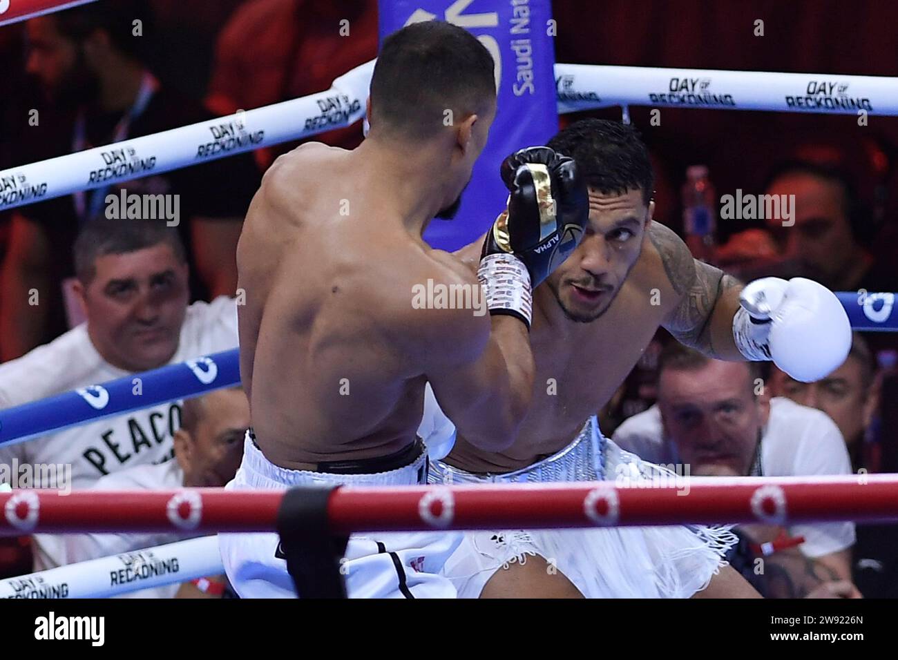 Australian Jai Opetaia, and Ellis Zorro in action during their match at ...