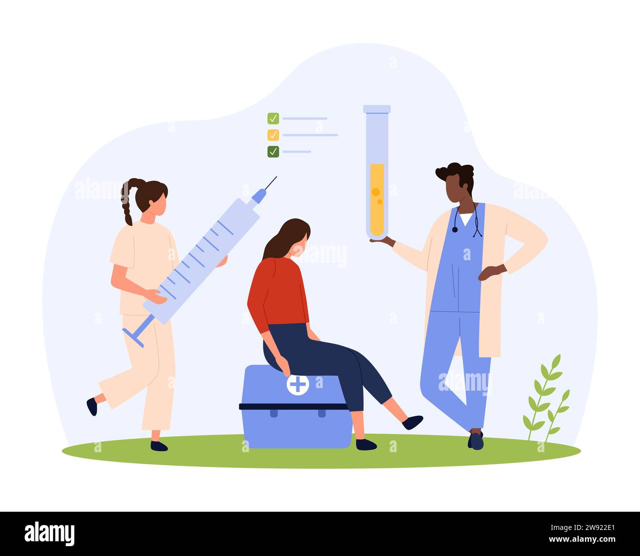 Antiviral vaccine injection in hospital vector illustration. Cartoon ...