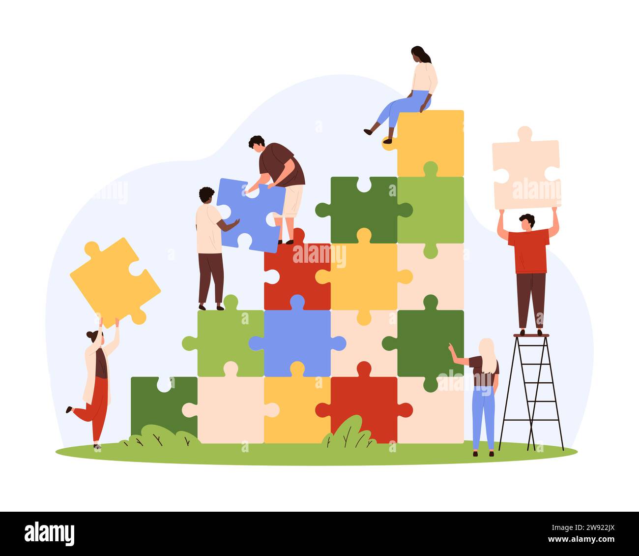 Teamwork strategy, partnership vector illustration. Cartoon tiny people ...