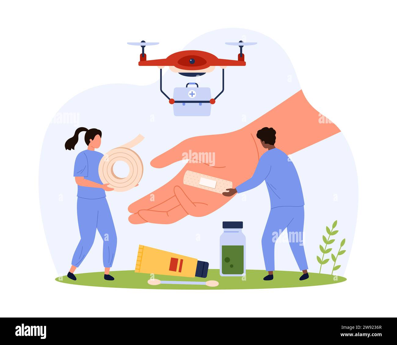 First medical aid for wounds, scratches and scrapes vector illustration ...