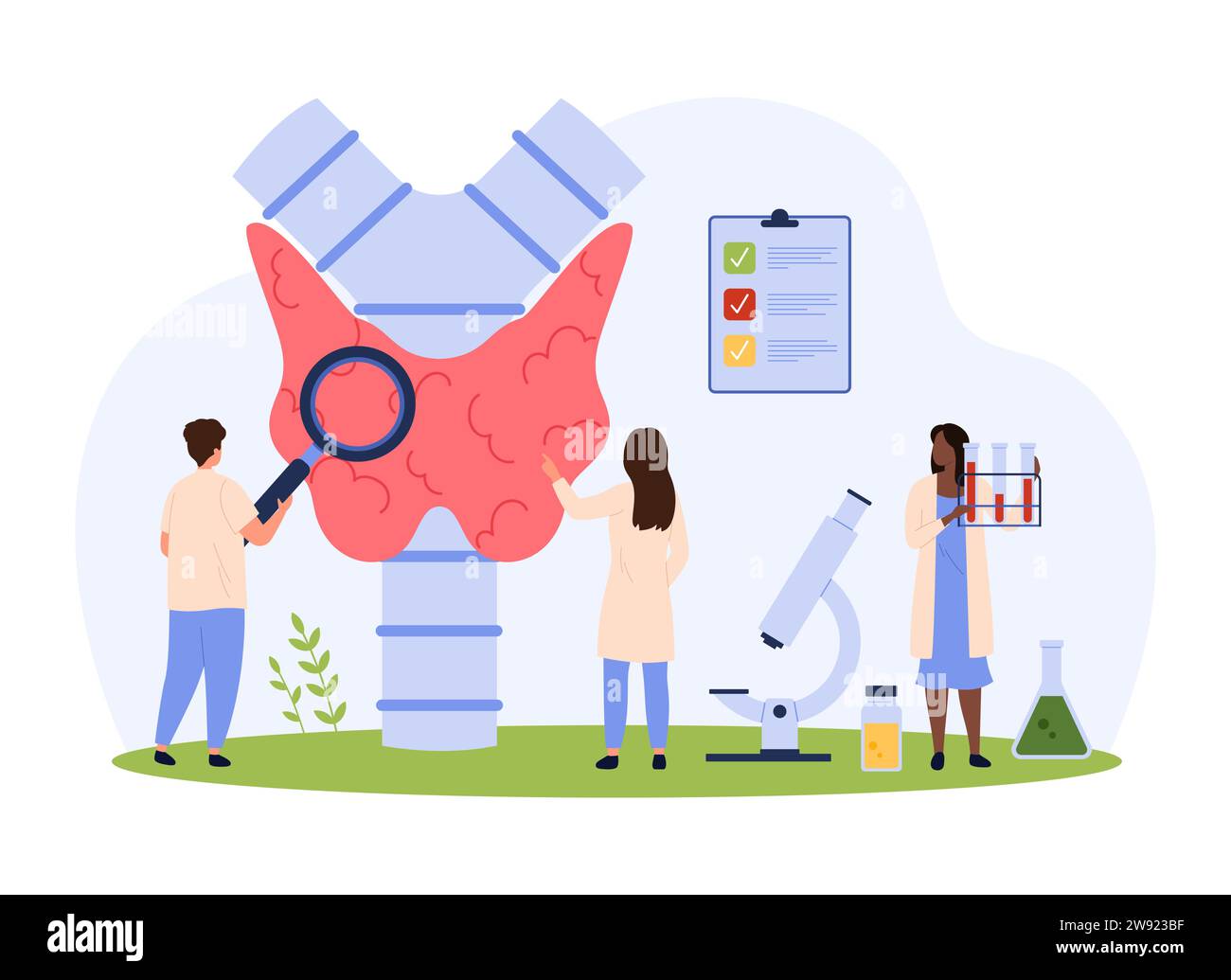 Diagnosis of thyroid diseases in endocrinology vector illustration ...