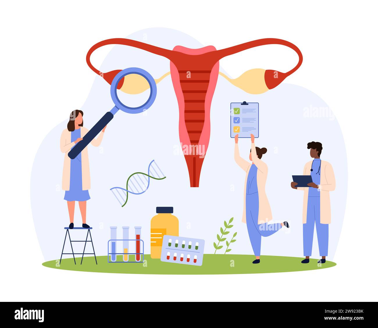 Health Of Female Reproductive System Gynecology Checkup Vector