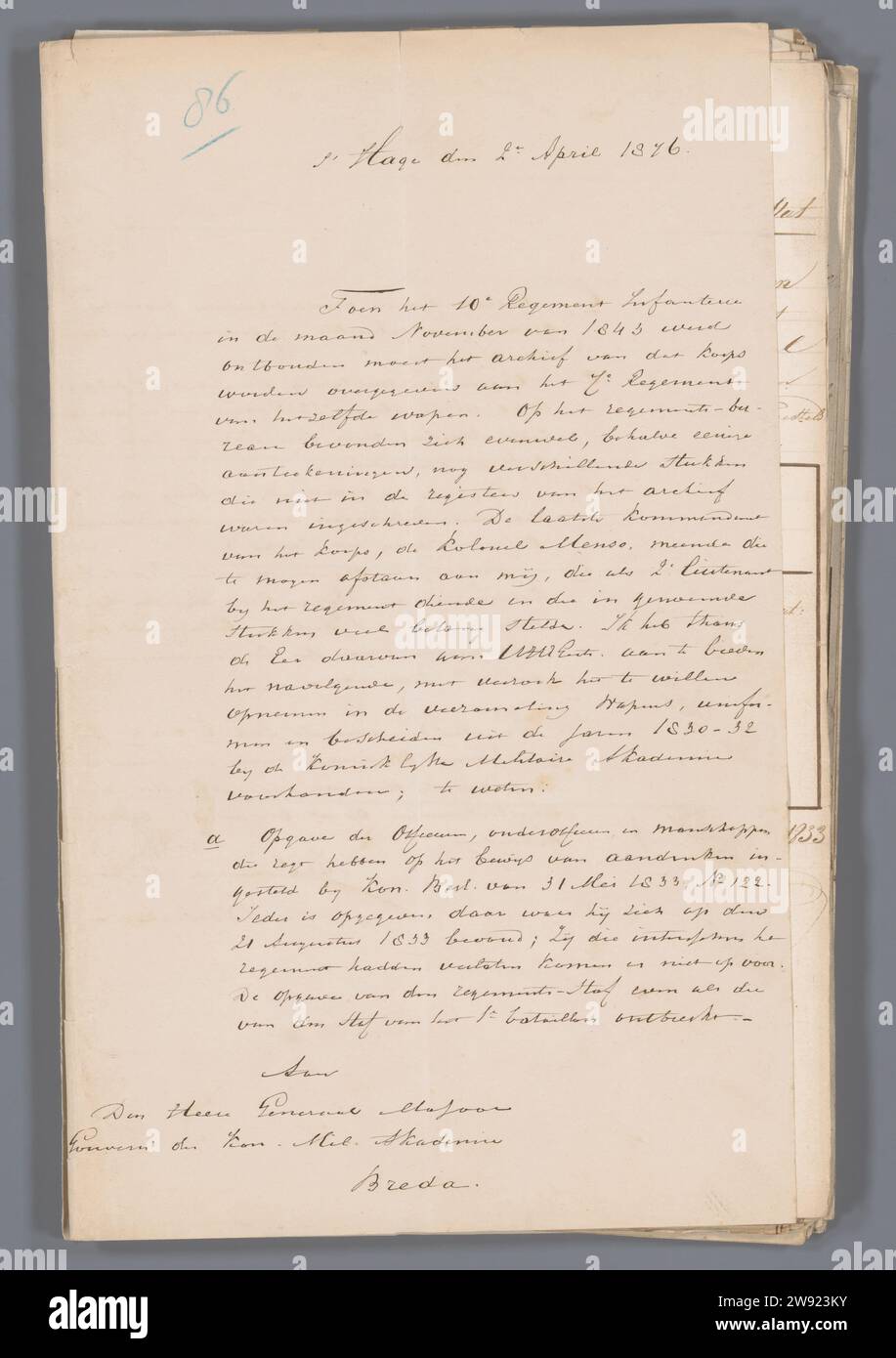 File with handwritten documents by Gen.-Maj. Weitzel, Anonymous, 1830 ...