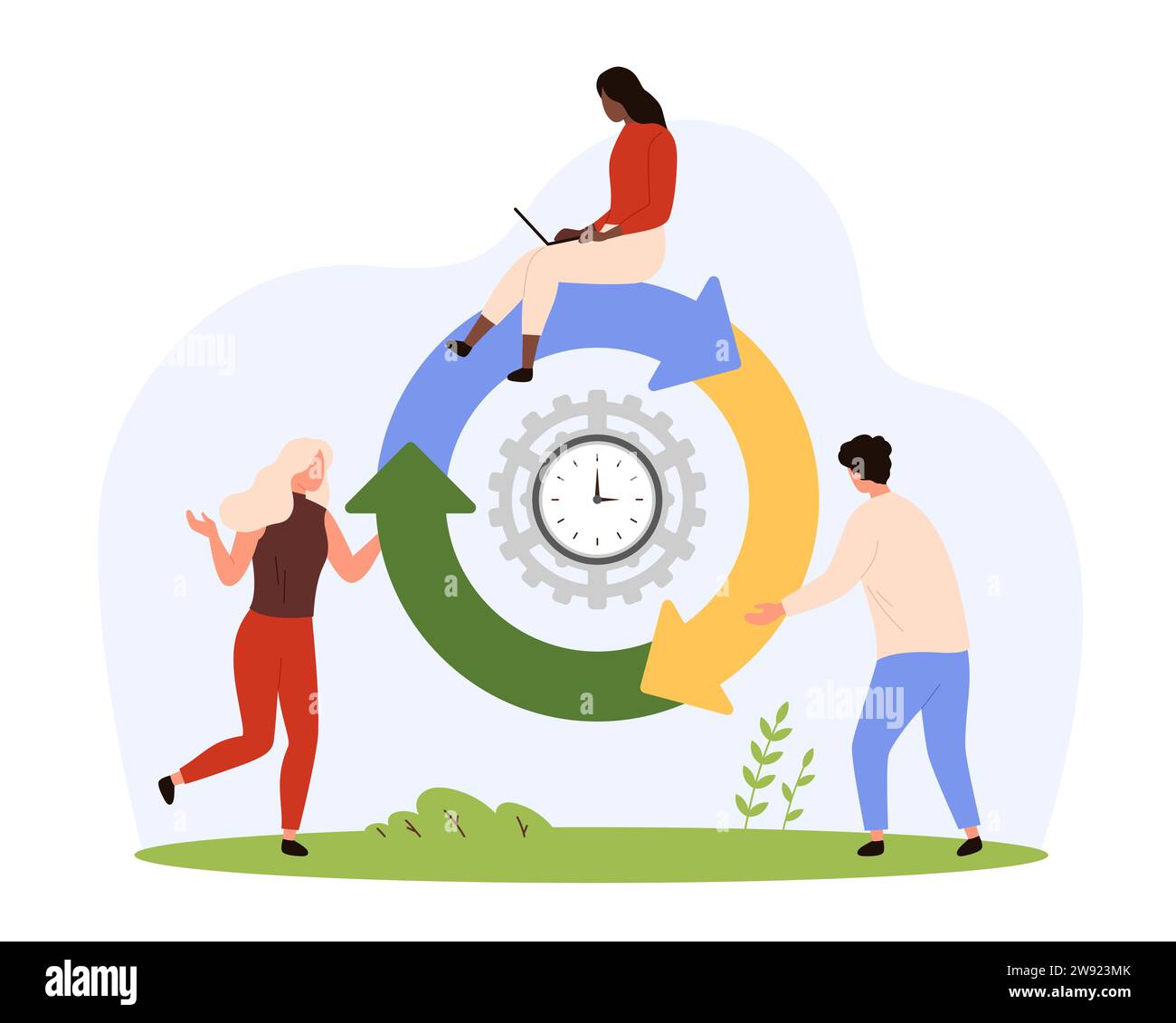 Partnership, teamwork methodology vector illustration. Cartoon tiny ...