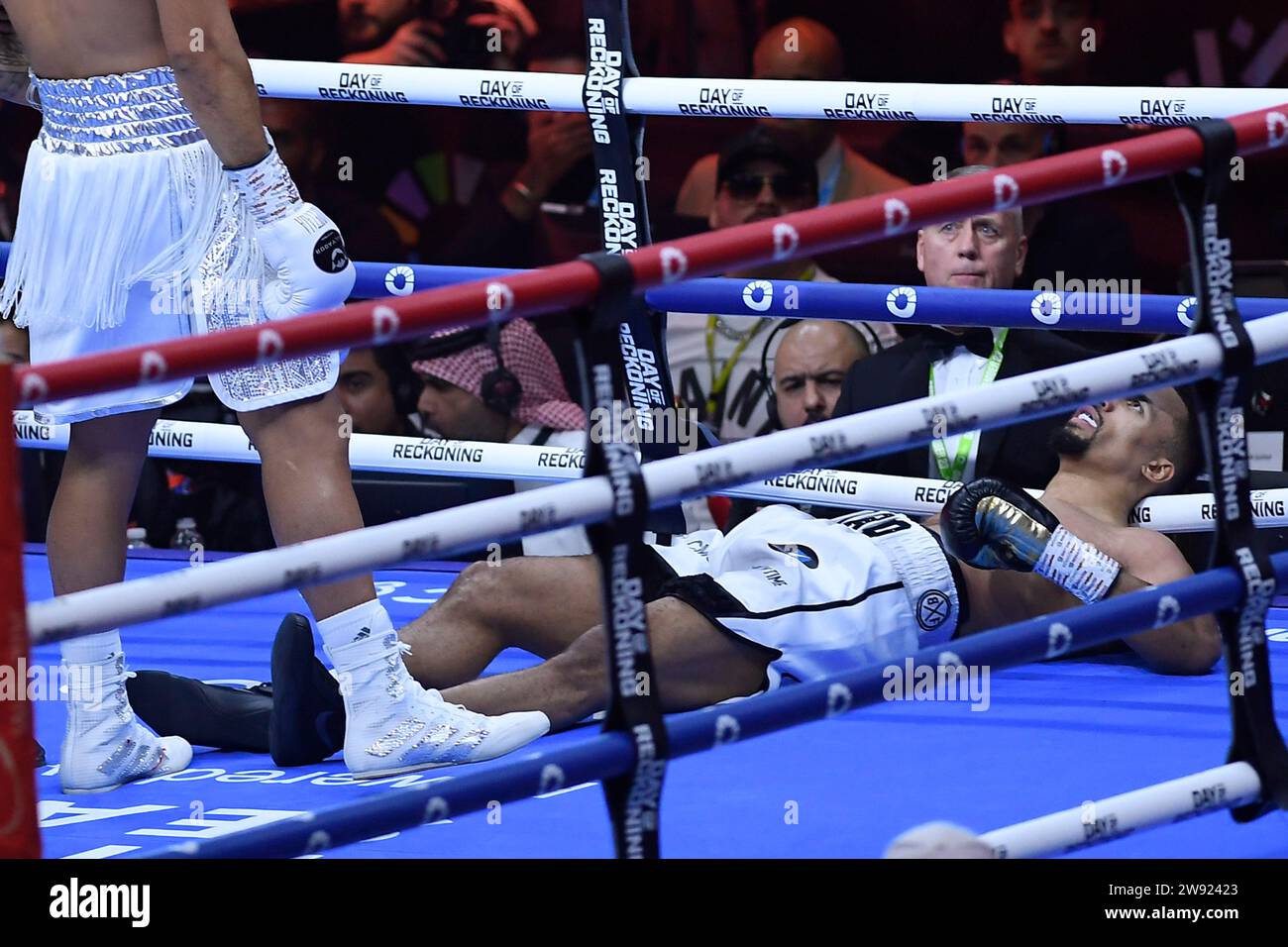 British Ellis Zorro is on the ground during his match with Australian ...