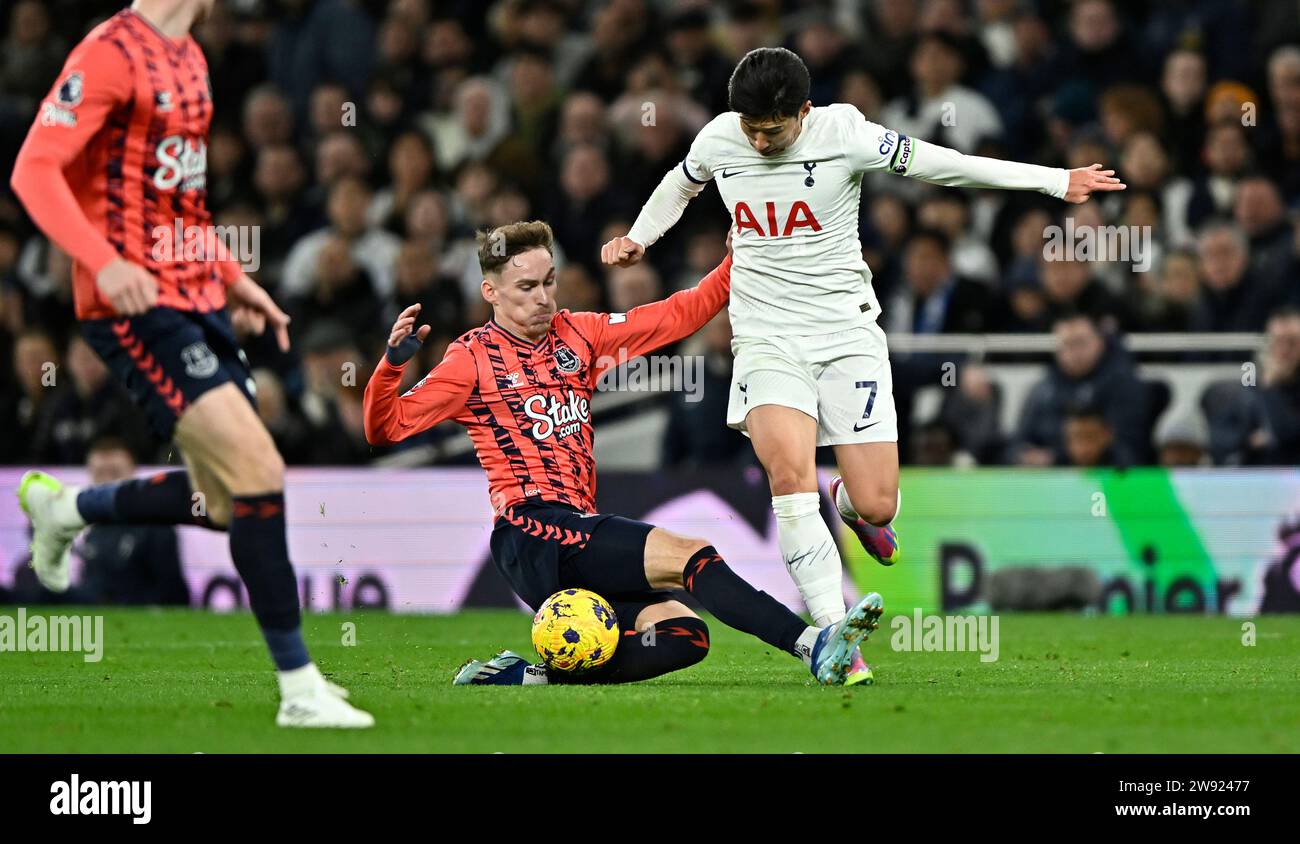 London, UK. 23rd Dec, 2023. Son Heung-min (Tottenham) goes past James ...
