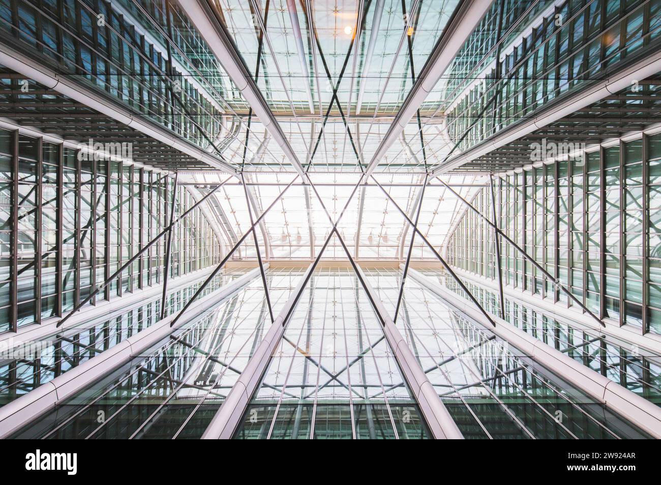 Ceiling of modern glass building Stock Photo - Alamy
