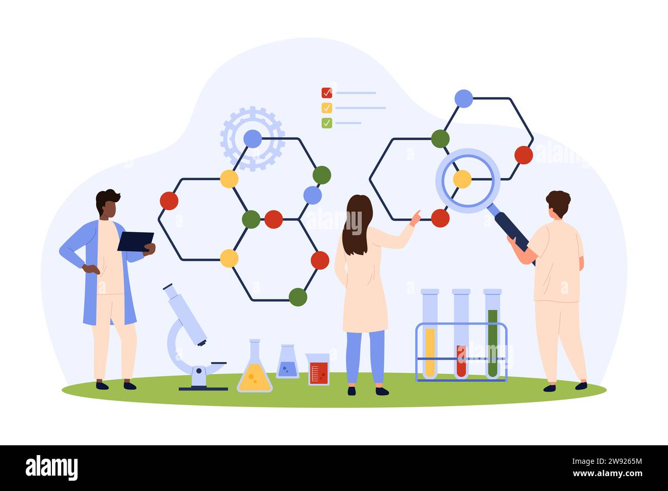 Chemistry research, theory and laboratory experiment vector ...