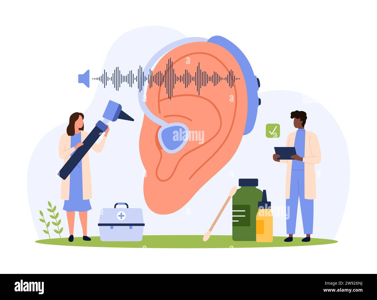 Hearing disease, deafness, diagnosis of otolaryngology and audiology ...