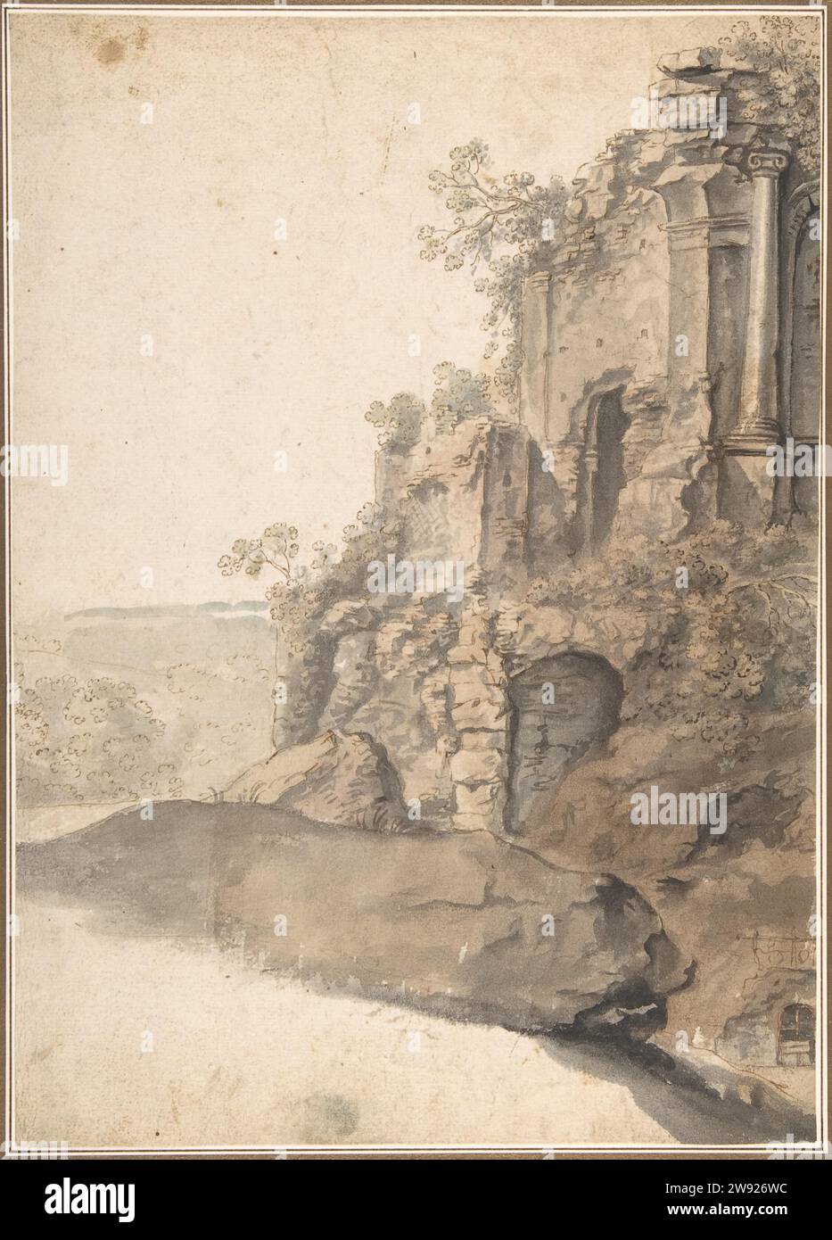 Landscape with Roman Ruins 1975 by Cornelis van Poelenburch Stock Photo ...