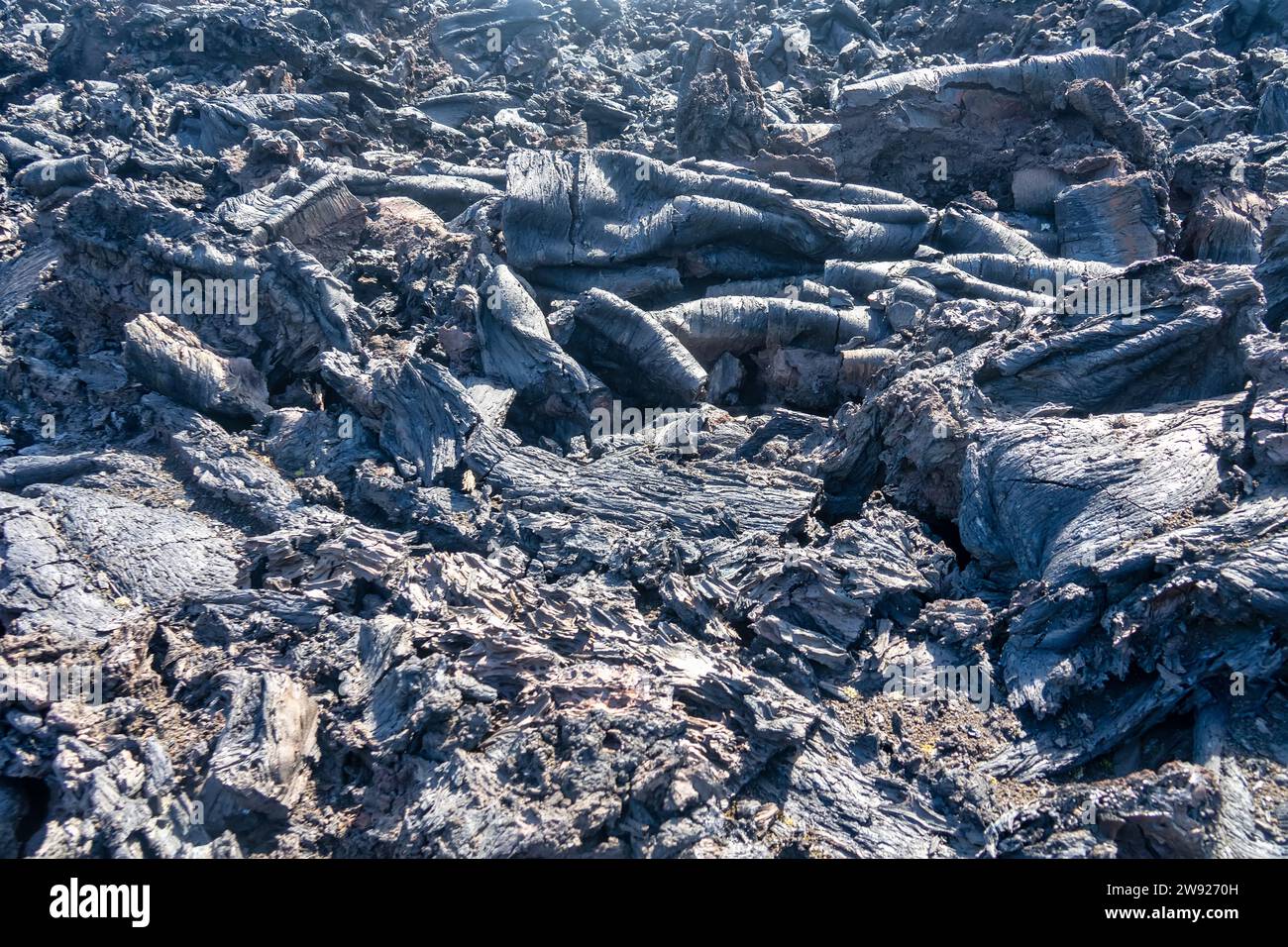 Variety of forms of basalt solidified lava (clinker): hawaiian is main ...