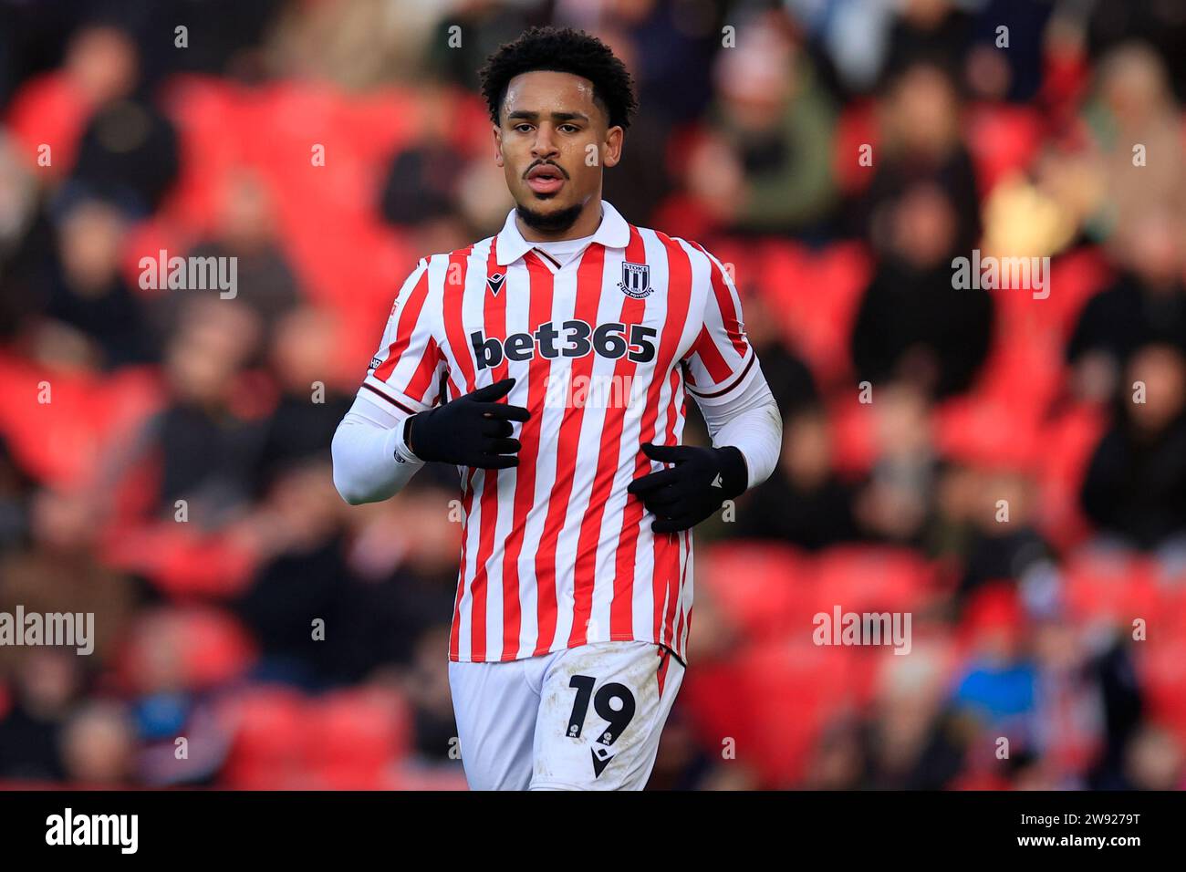 Ryan Mmaee #19 of Stoke City during the Sky Bet Championship match ...