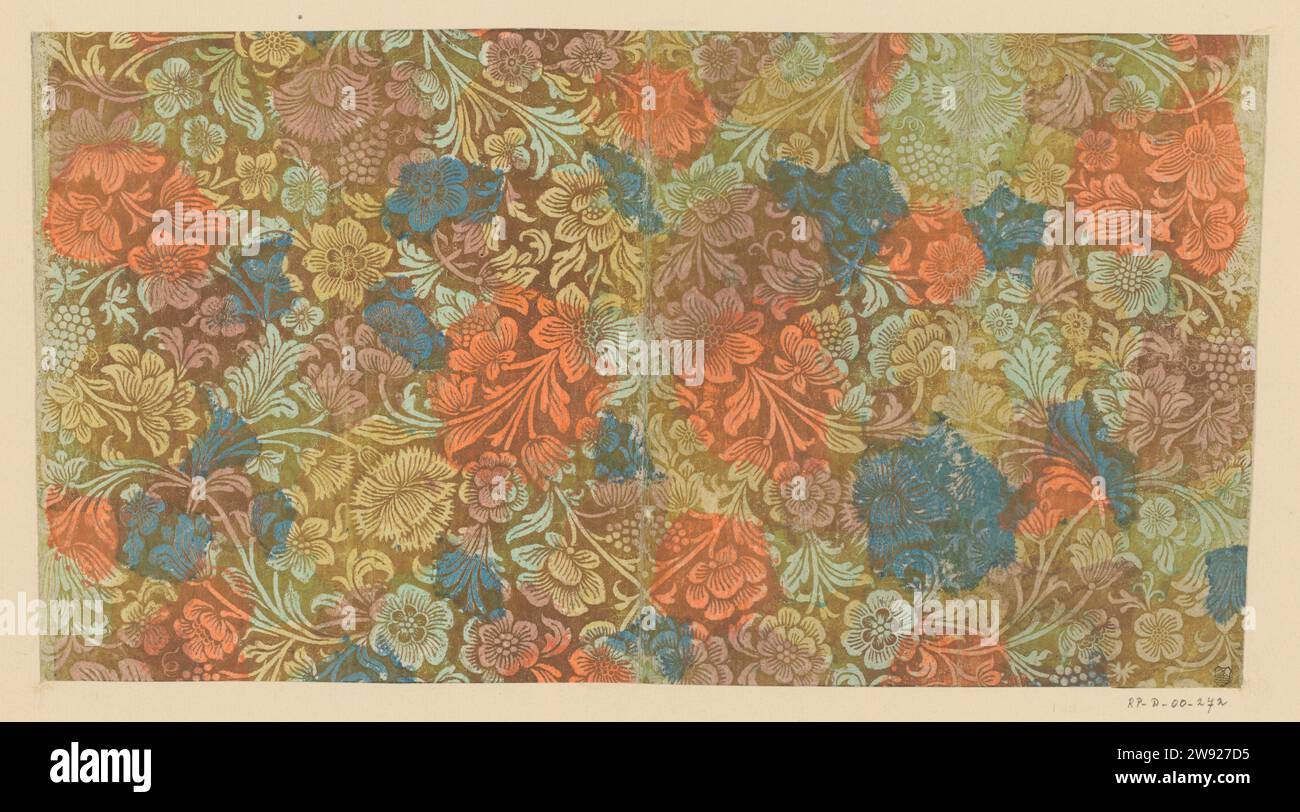 Leaf with flowers and fruits, anonymous, 1750 - 1800 brocade paper Leaf ...