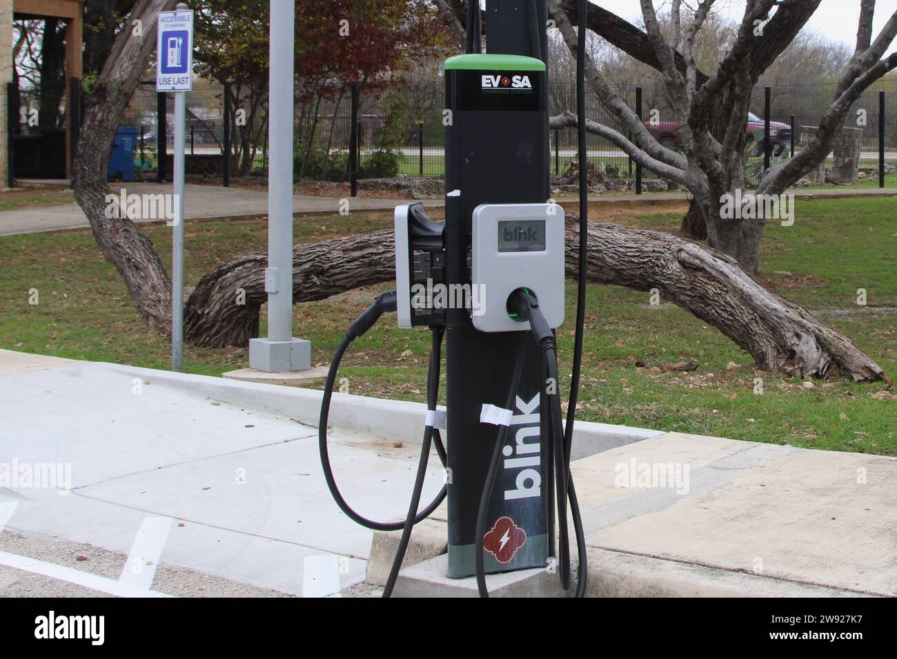 San Antonio, USA. 23rd Dec, 2023. A Blink EV charging station at ...