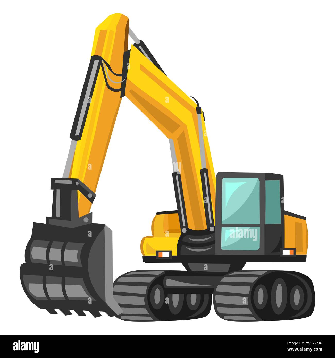 Yellow building excavator vector image on white background Stock Vector ...