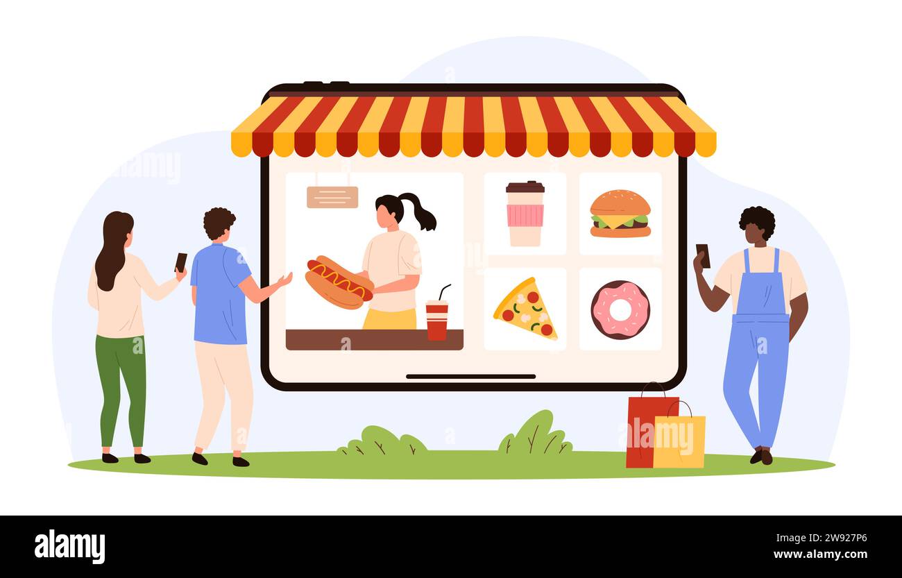 Order fast food online, delivery and service. Tiny people select ...