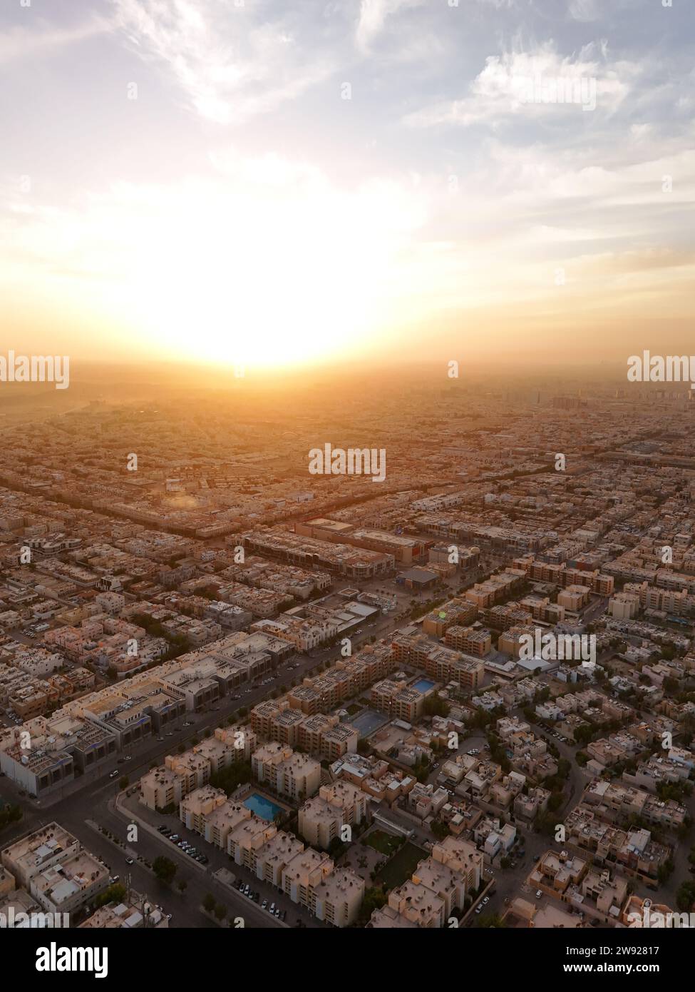 Drone shot flying. Saudi Arabia. Riyadh. Sunrise Stock Photo - Alamy