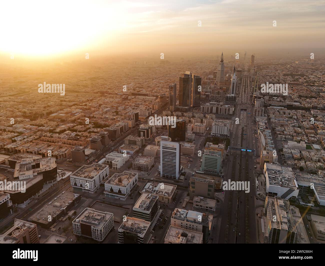 Drone shot flying. Saudi Arabia. Riyadh. Sunrise Stock Photo - Alamy