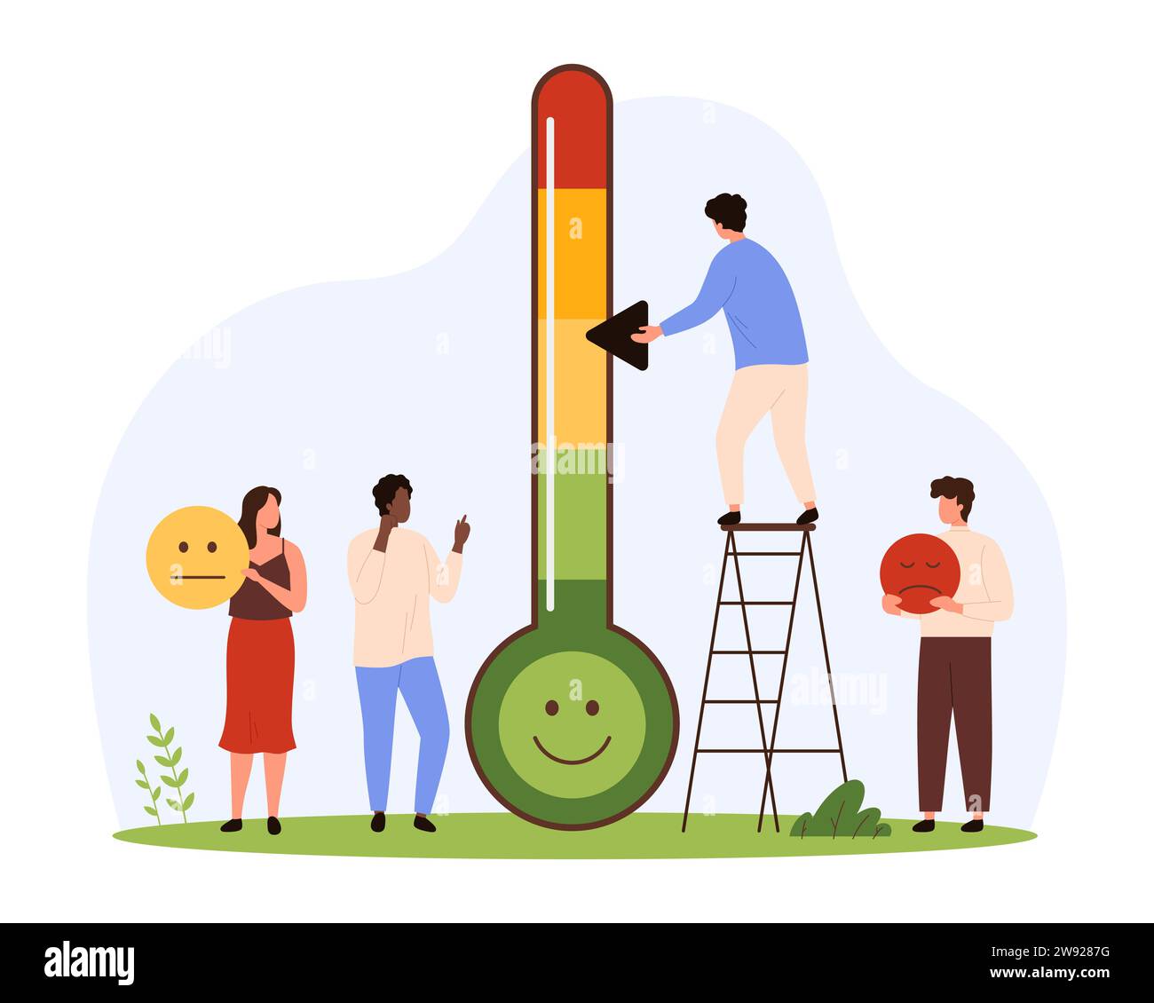 Stress level measurement. Tiny people measure negative emotions and ...