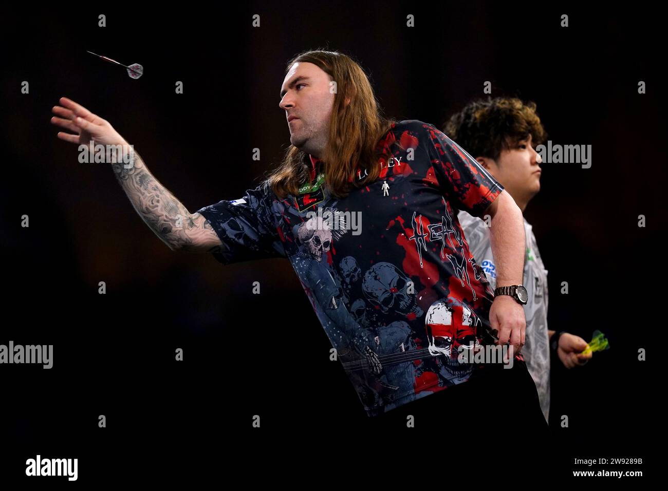 Ryan Searle during his match against Tomoya Goto on day nine of the ...