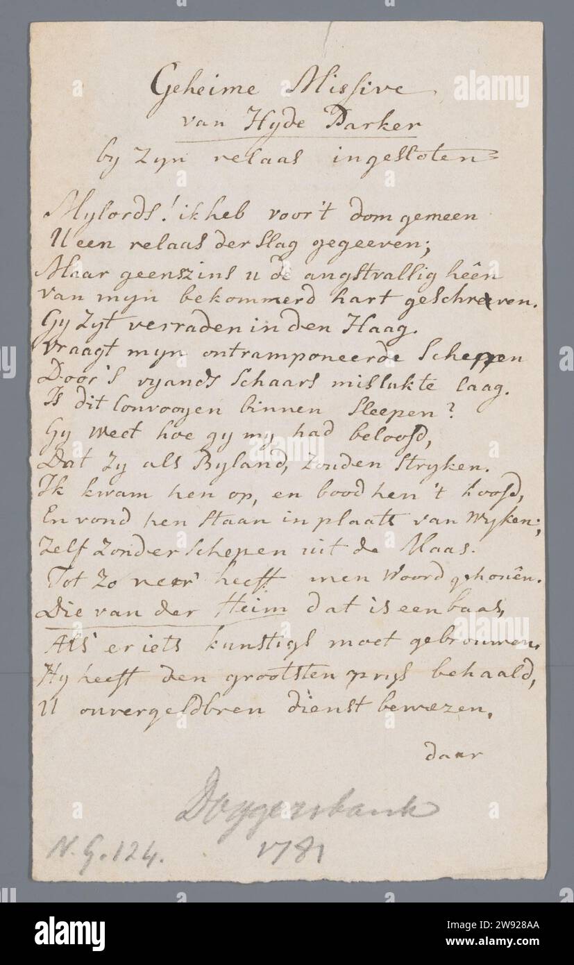 Secret Missive from Hyde Parker enclosed with his story, Hyde Parker, c ...