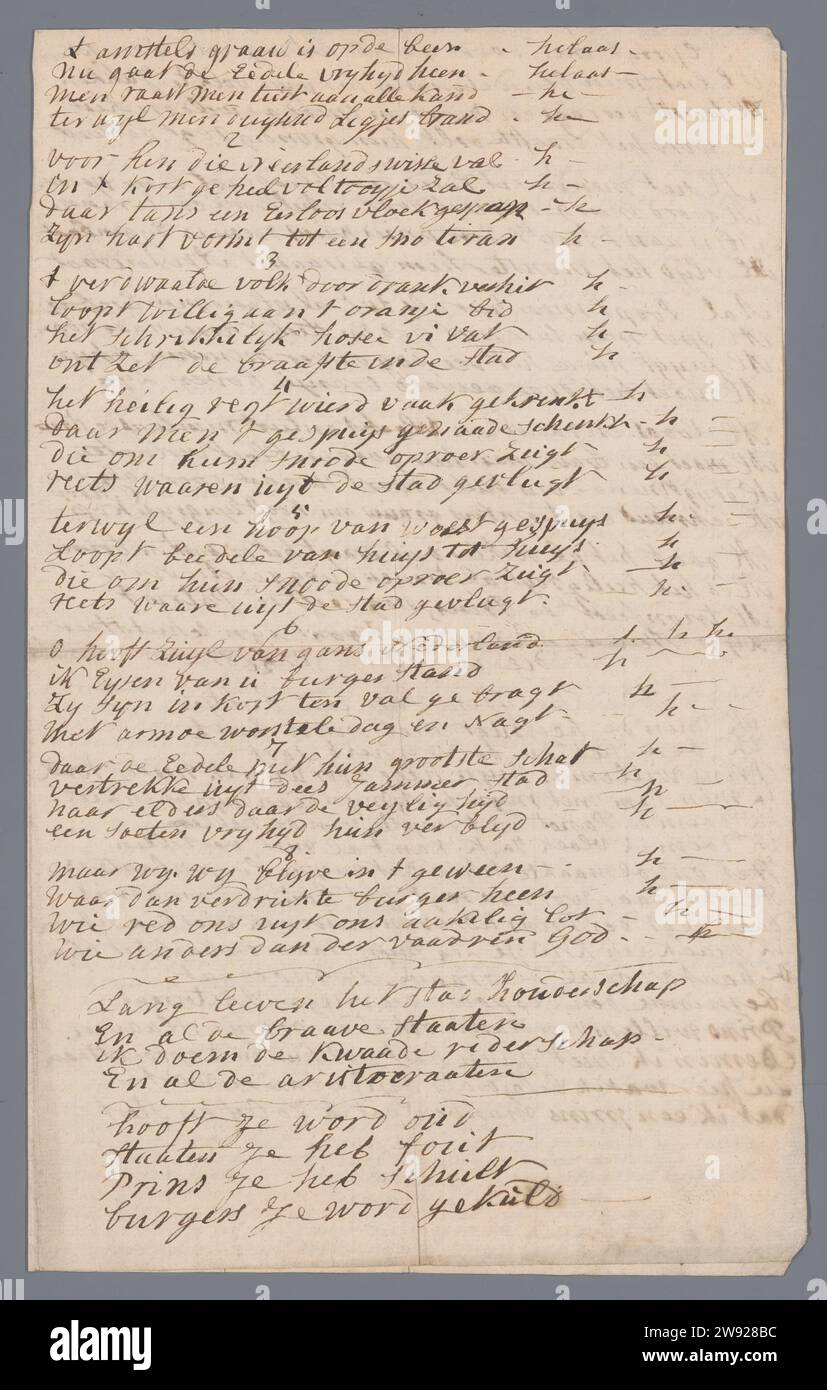 Poems about the patriot battle, Anonymous, 1787 poem. manuscript ...