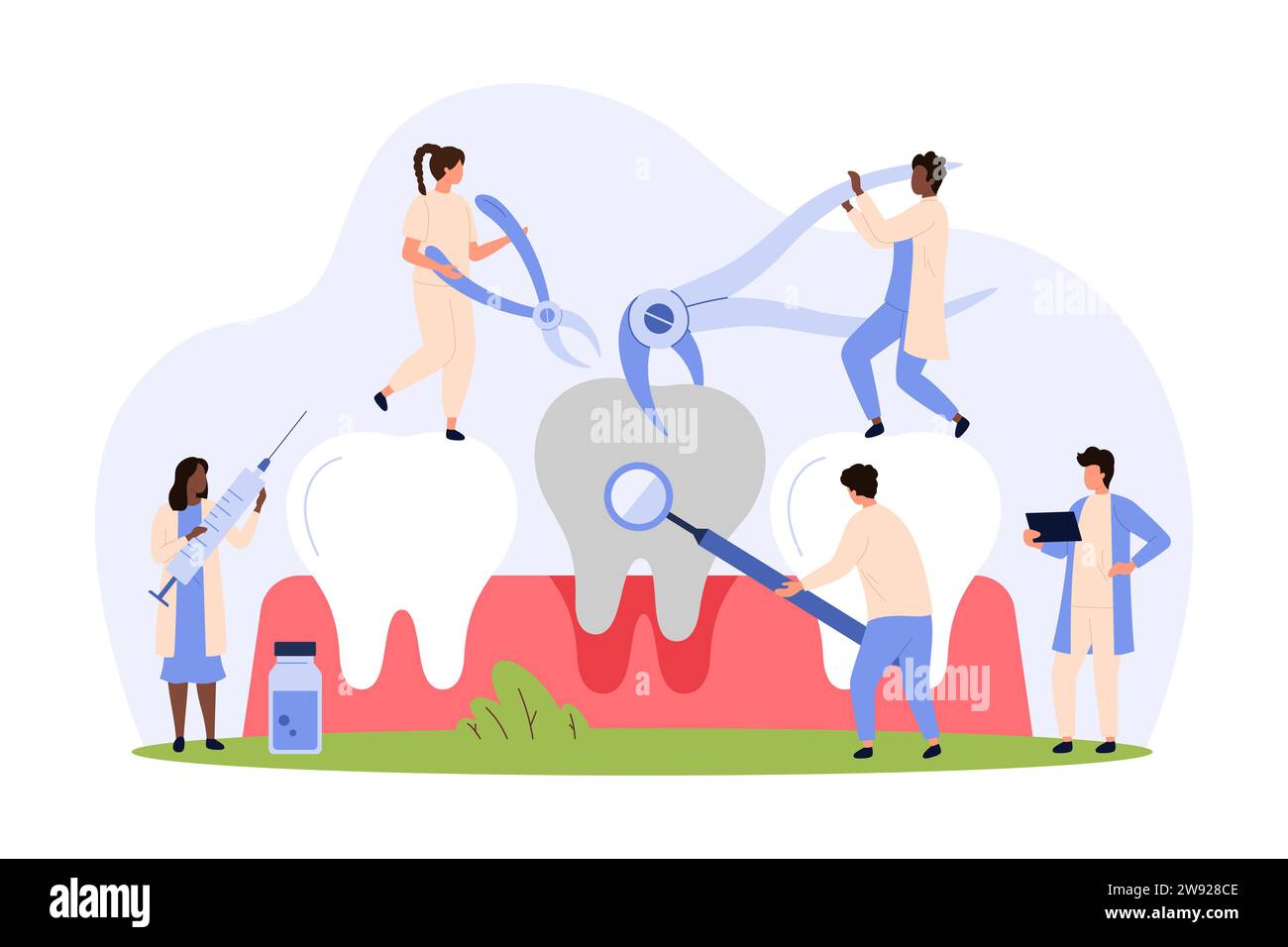 Tooth extraction procedure, removal of bad tooth operation at dental ...