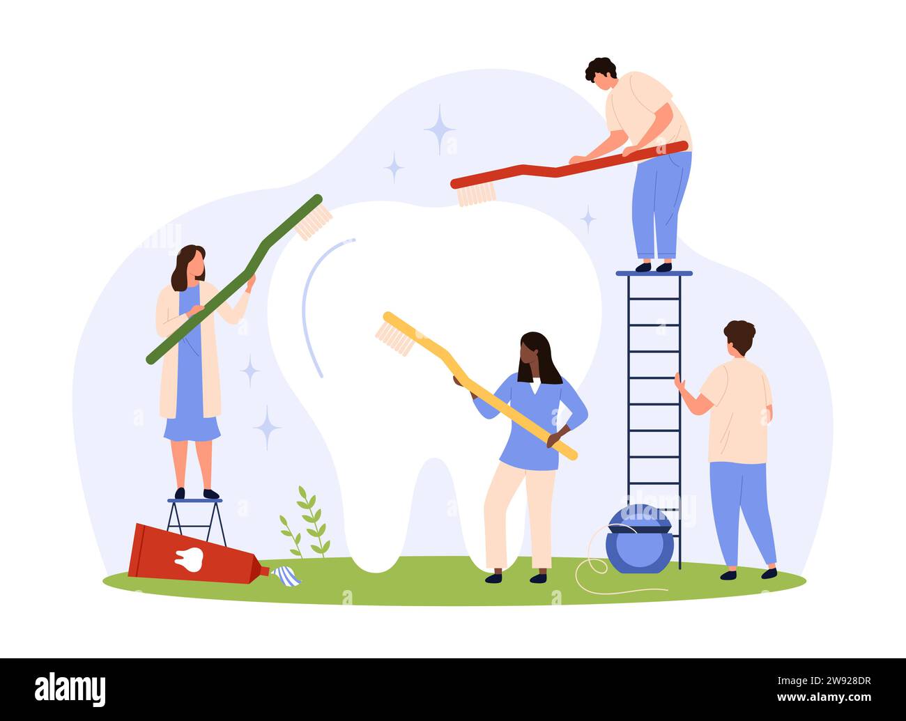 Dental hygiene, professional cleaning and whitening in dentistry clinic ...