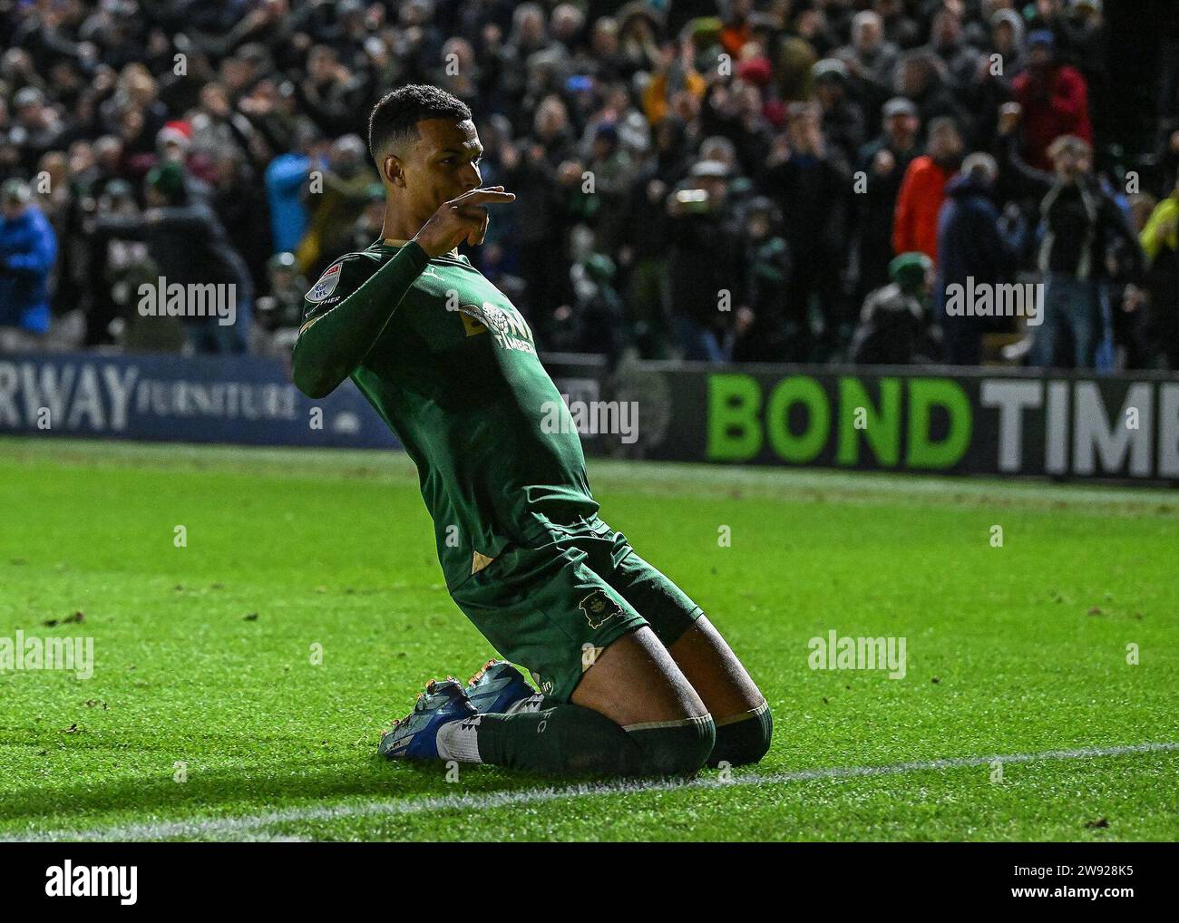 Morgan Whittaker #10 of Plymouth Argyle scores to make it 3-3 during ...