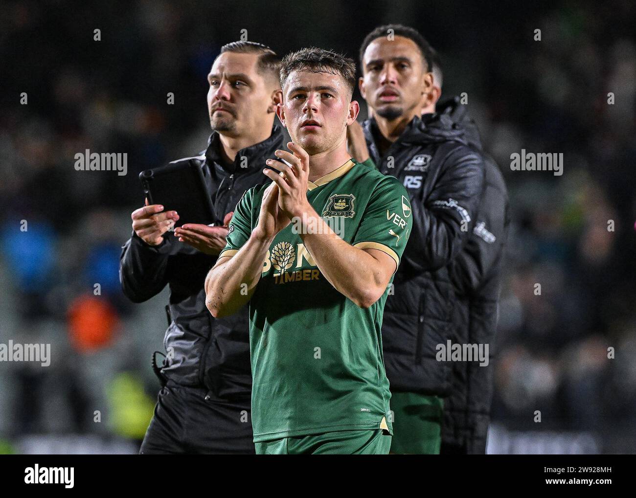 Adam Randell #20 of Plymouth Argyle applauds the fans at full time ...