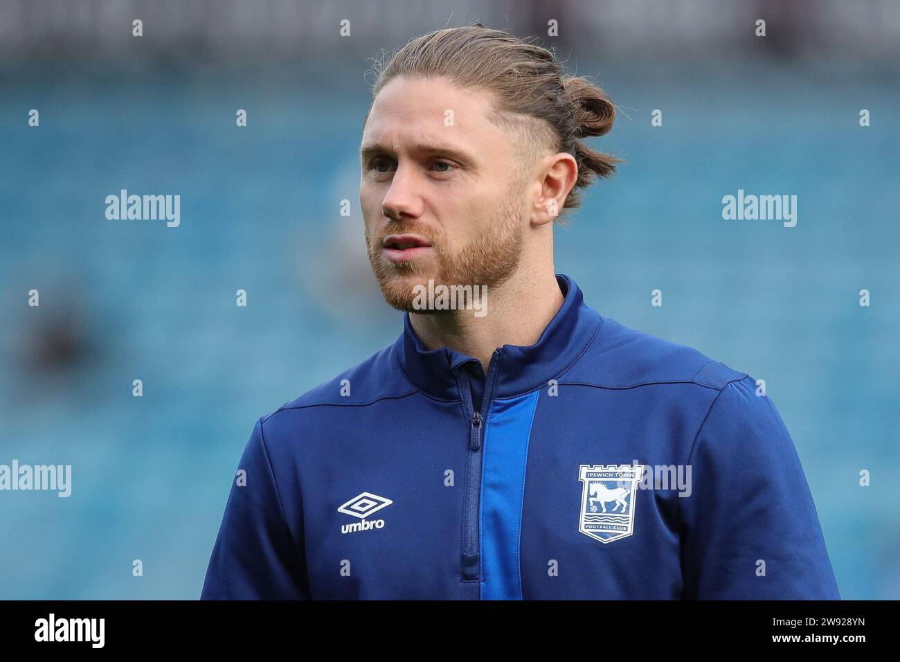 Wes Burns #7 of Ipswich Town arrives at Elland Road Stadium ahead of ...
