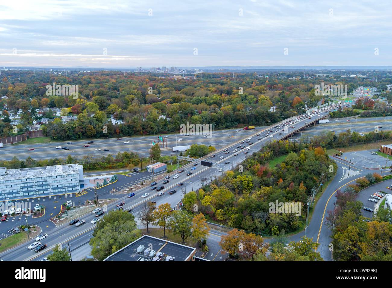 Here is an aerial view from air of freeway I-95 route to NJ Turnpike ...