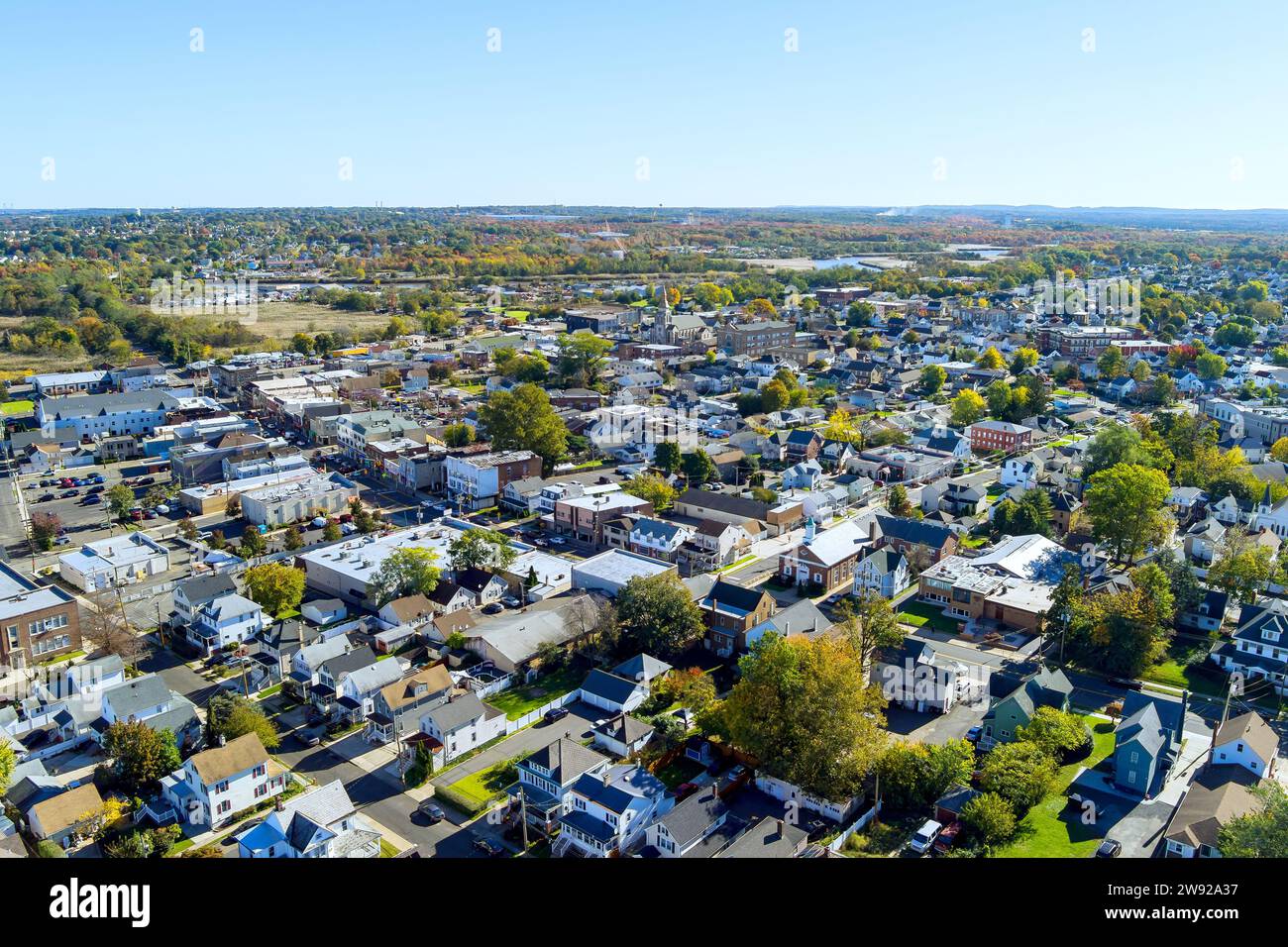 In New Jersey there is small country town at landscape with private ...