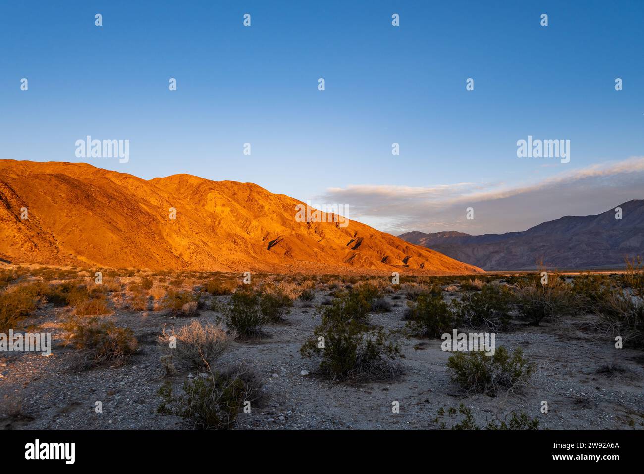 Mountains under morning sunlight in the desert of Southern California ...